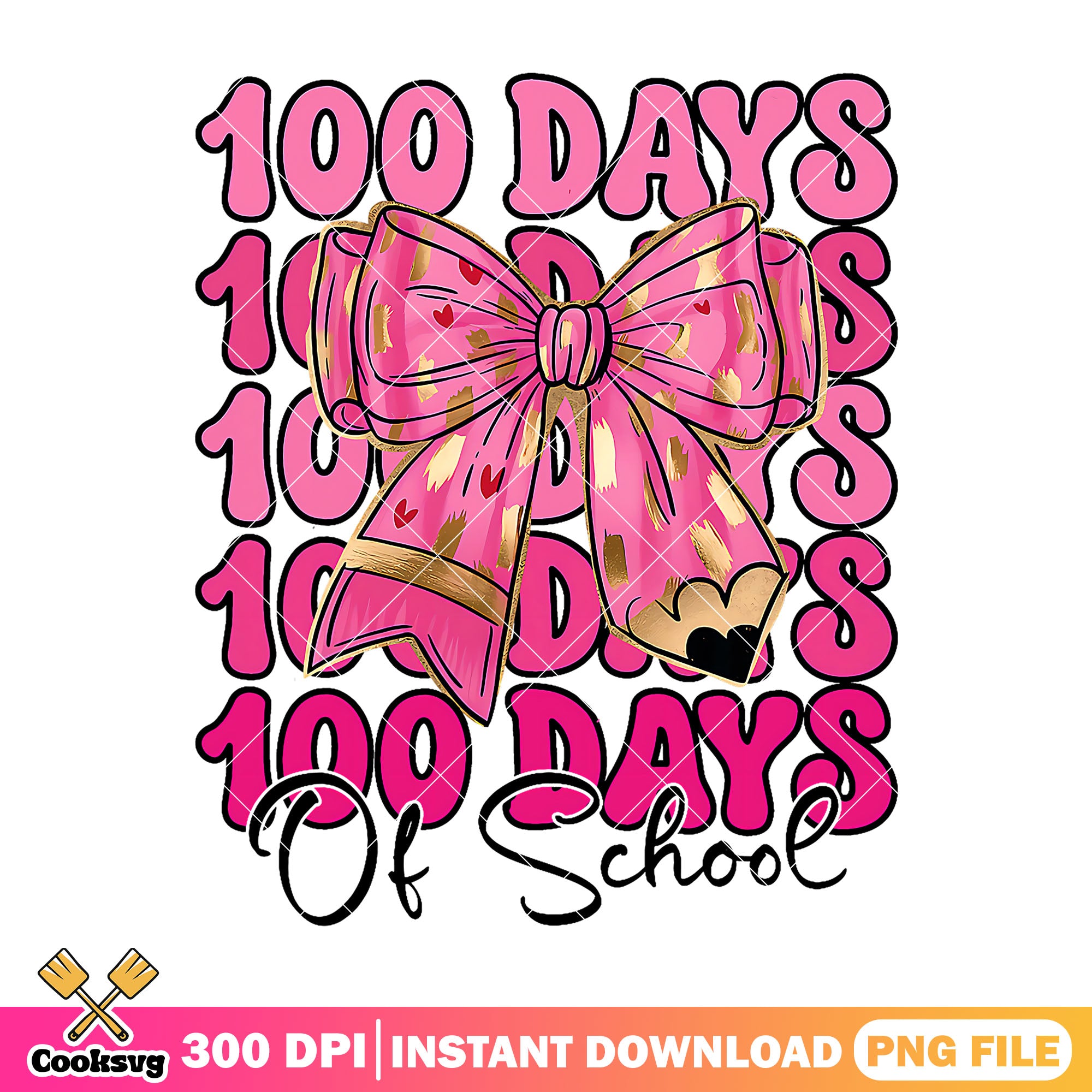 File 100 days pink design png, back to school png, 100 days art png ...