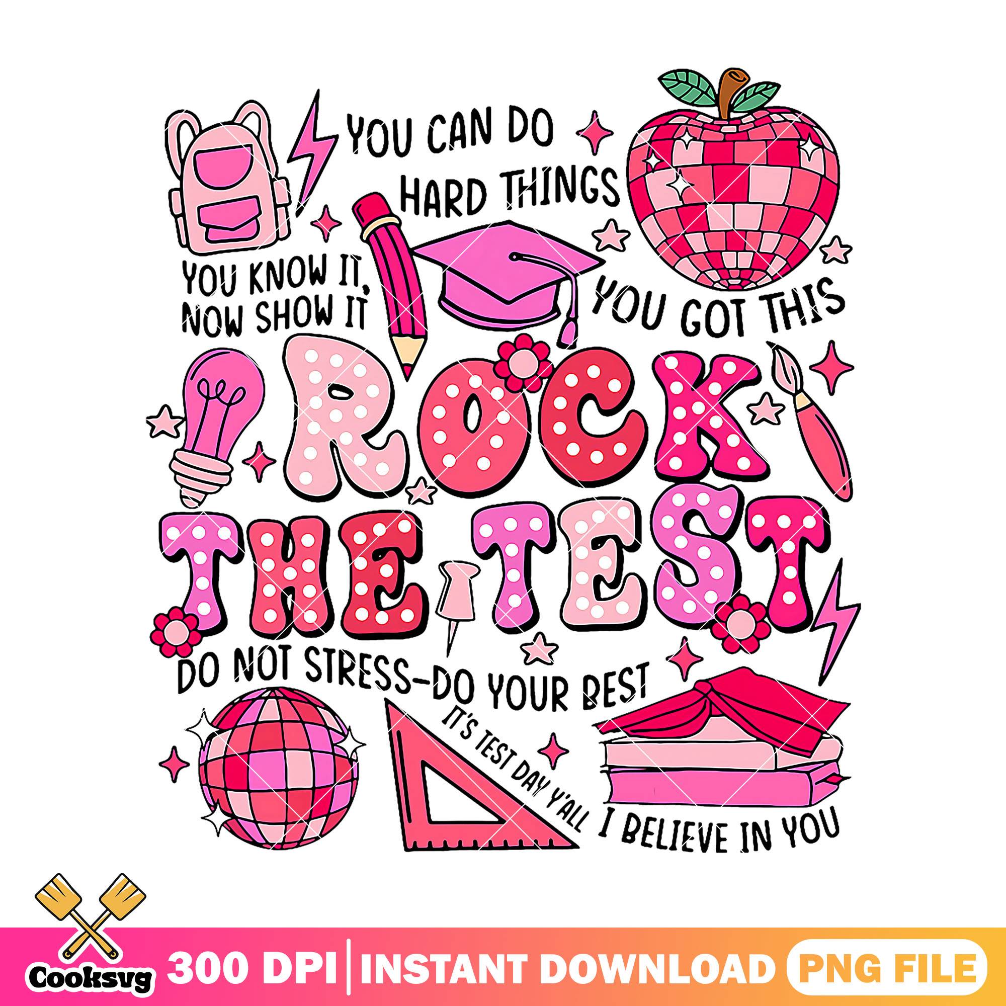 Rock the test design png, pink supplies png, back to school art png ...