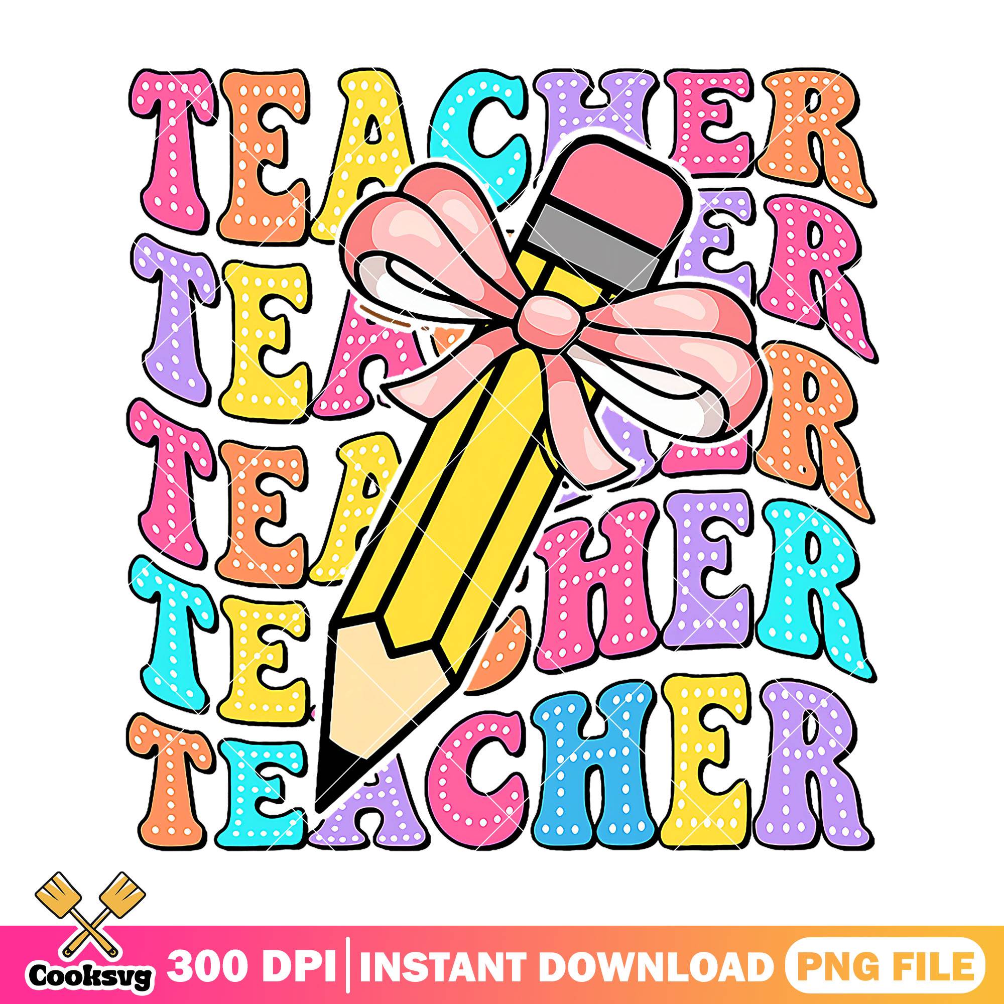 Teacher bow pencil design png, back to school png, font colors png ...