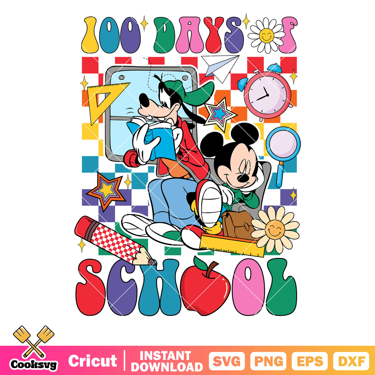 100 days of school mickey goofy svg, back to school svg, disney school ...