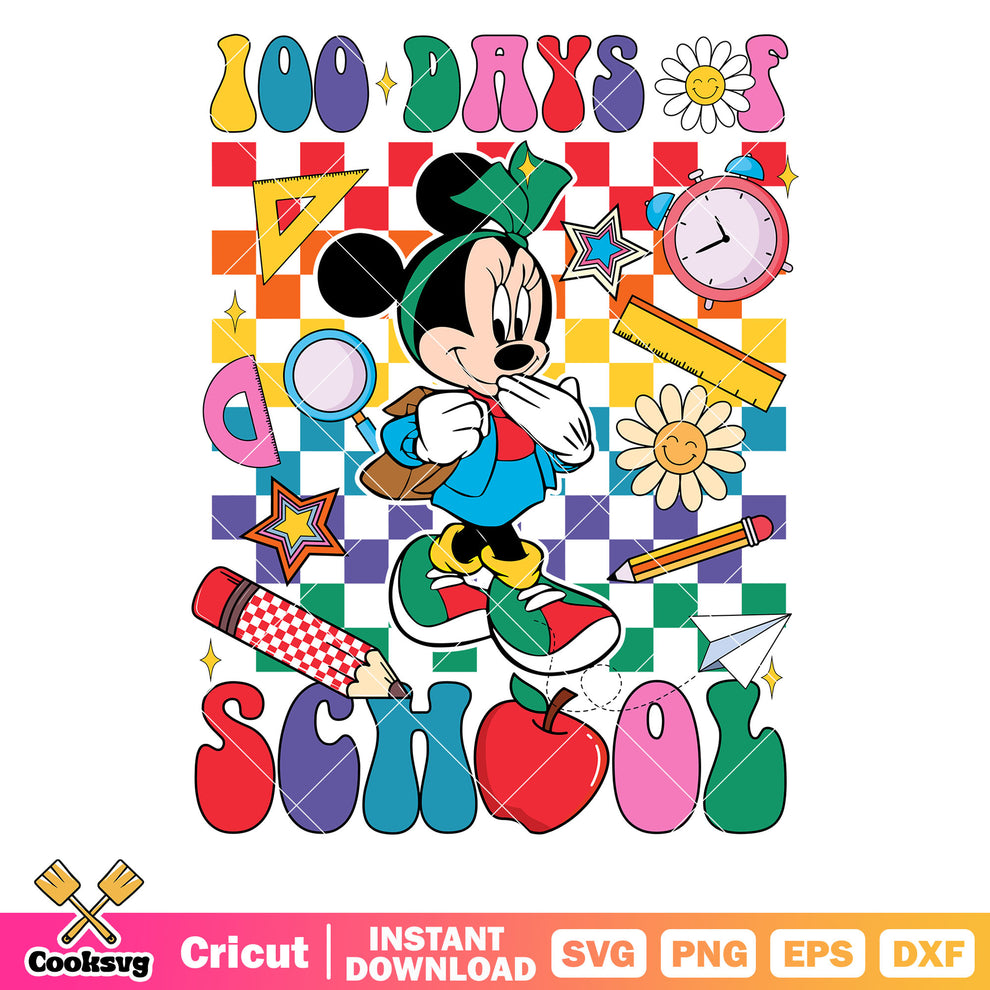 100 days of school minnie svg, back to school svg, disney school svg ...