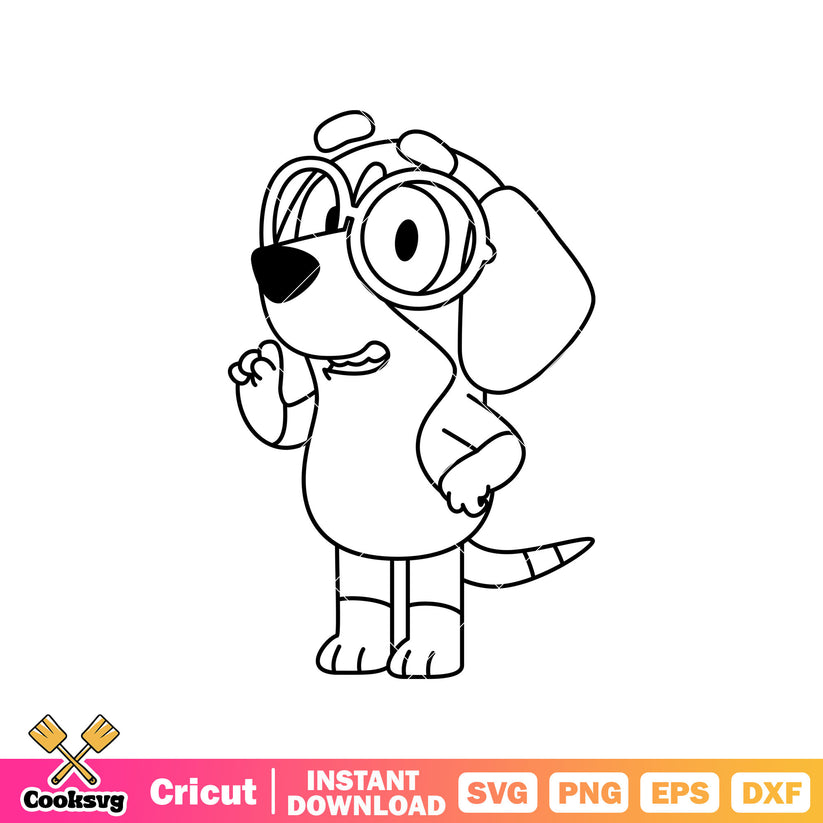Bluey friends dog honey outline svg, bluey cartoon svg, bluey friends ...