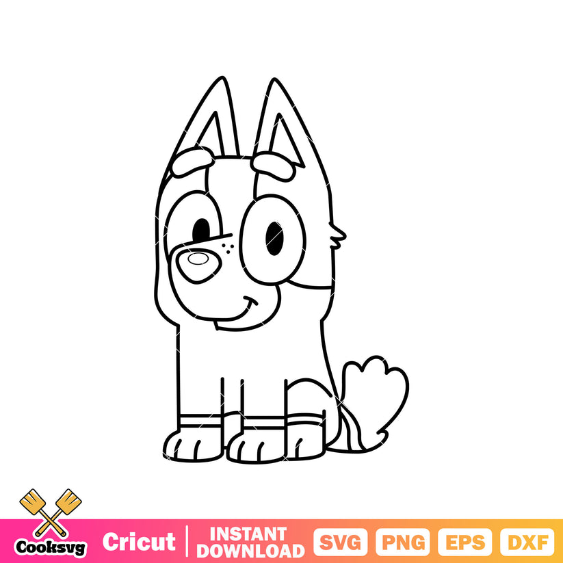 Bluey friends dog socks outline svg, bluey cartoon svg, bluey friends ...