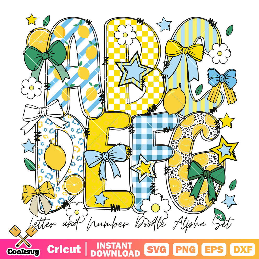 Abcdefg letter and number svg, summer letter svg, summer number svg ...
