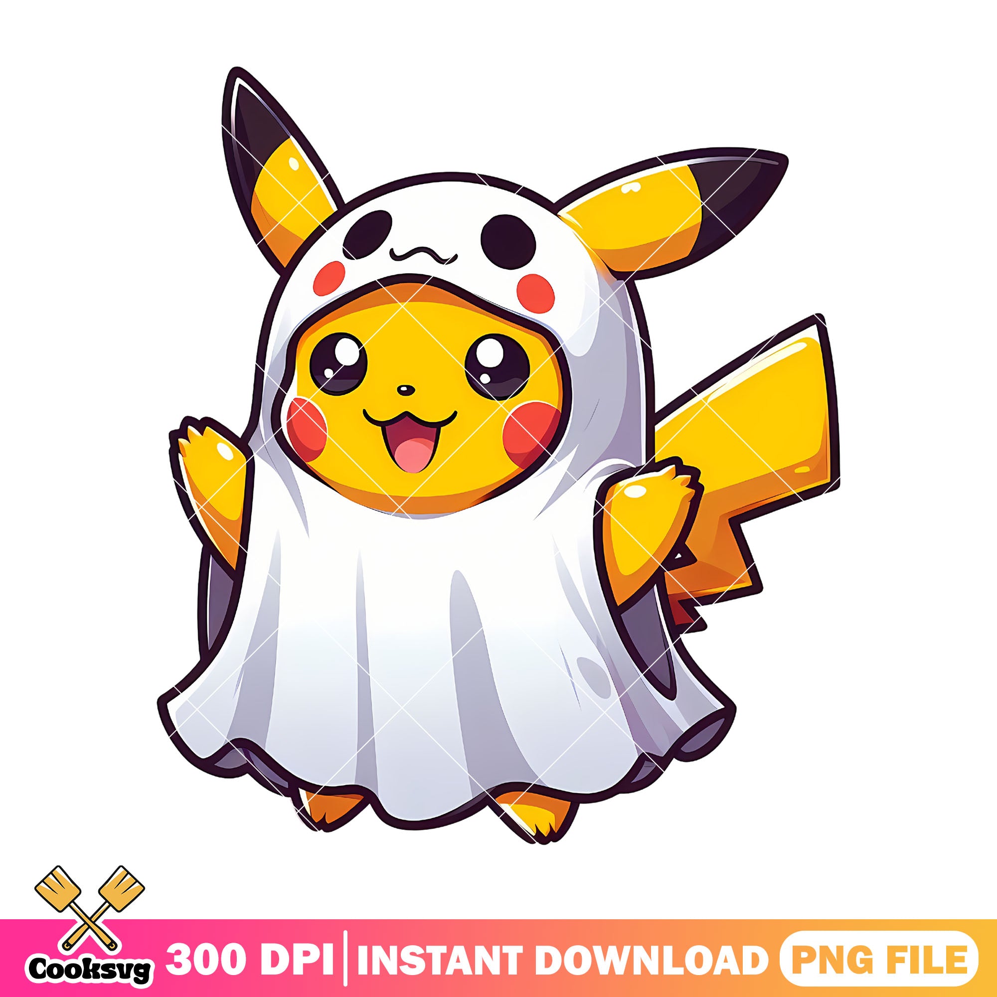 Adorable pikachu ghost png, pikachu custome png, halloween decor png ...