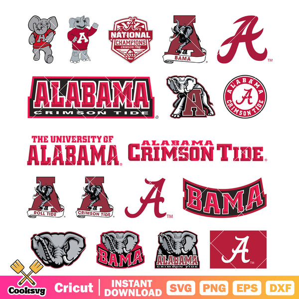Alabama Crimson Tide logo bundle design svg, ncaa logos svg – Cooksvg