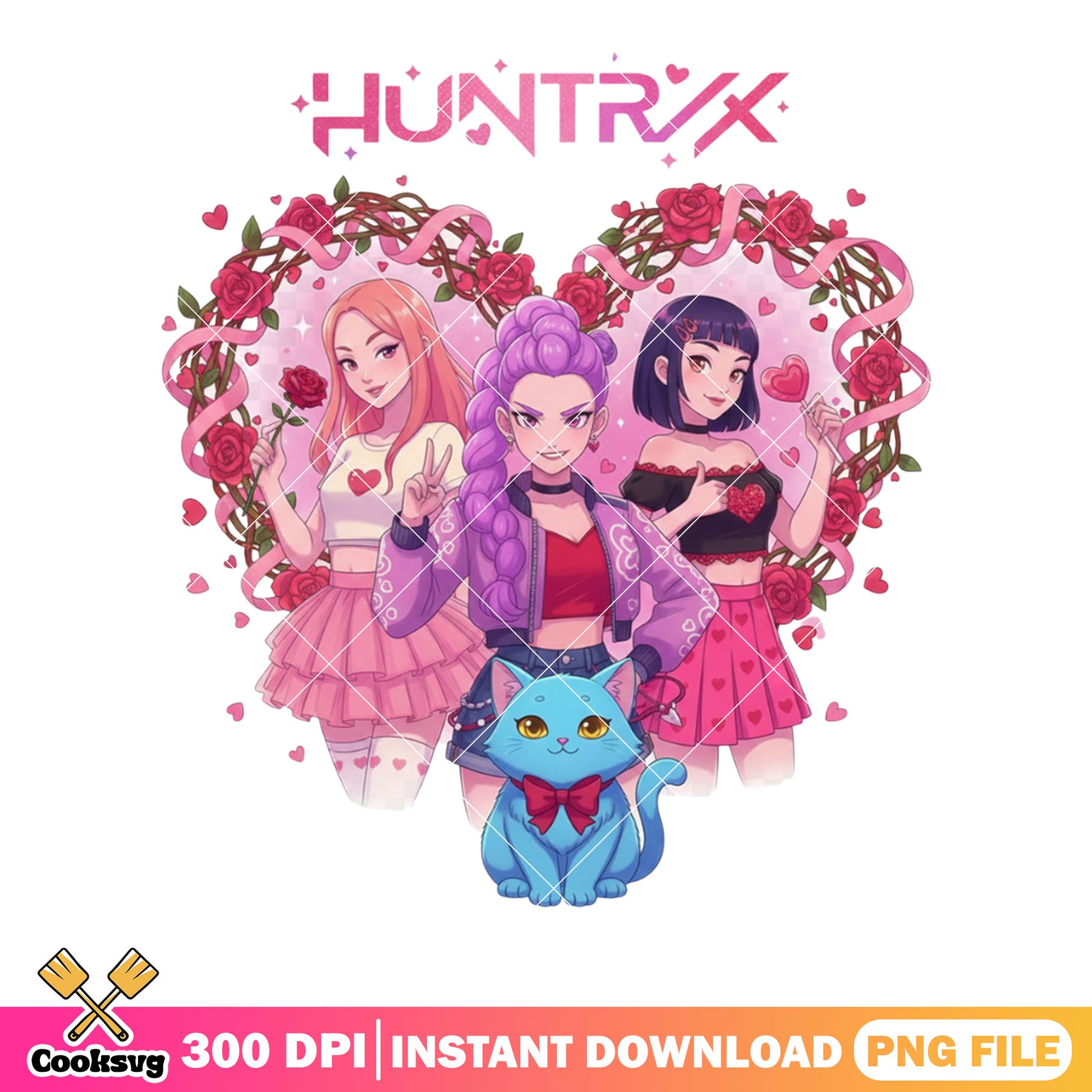 Anime huntrix poster valentines png, huntrix girls png, valentines vib ...