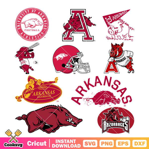 Arkansas Razorbacks logo bundle svg, arkansas razorback football svg ...