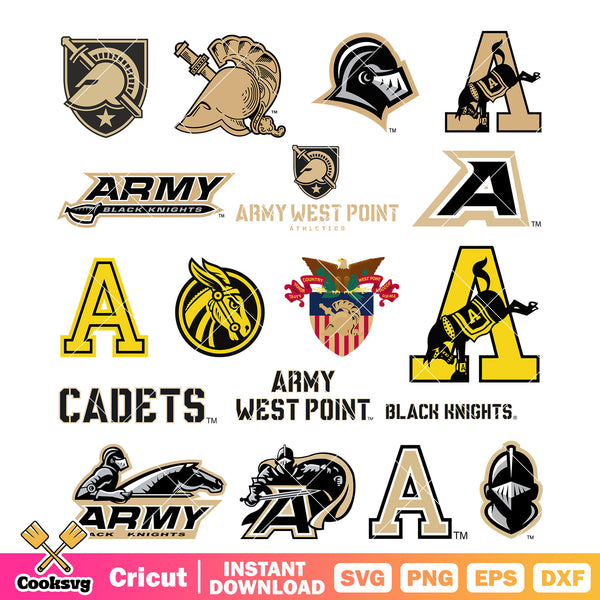 Army Black Kinghts logo bundle design svg, ncaa football logo svg – Cooksvg