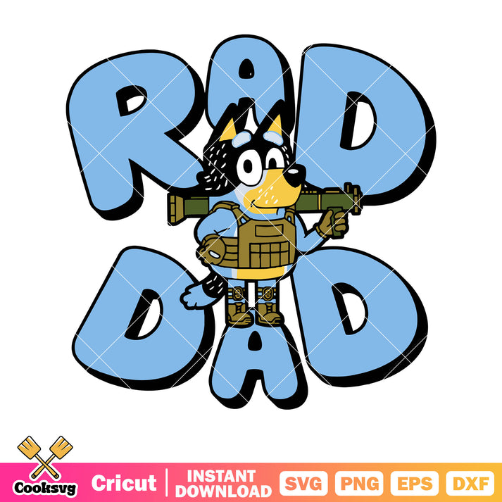 Army bandit heeler bluey rad dad svg, bluey family svg, character blue ...