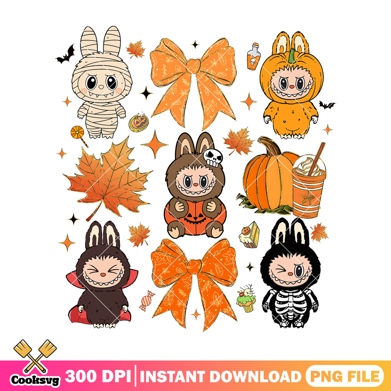 Autumns theme labubu png, halloween spirit png, labubu dolls png – Cooksvg