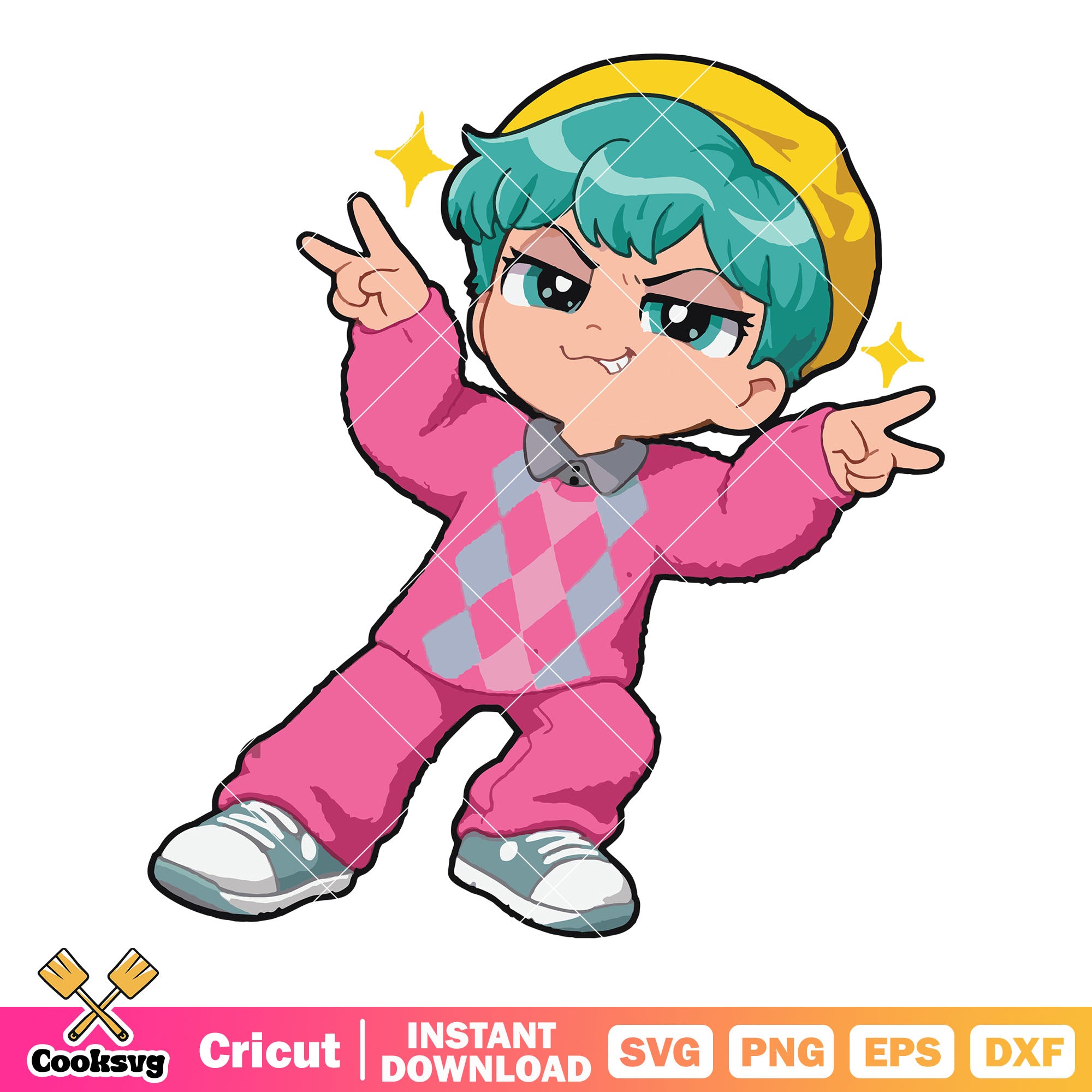 Baby chibi shiny hi pose svg, kpop huntrix svg, baby saja svg – Cooksvg