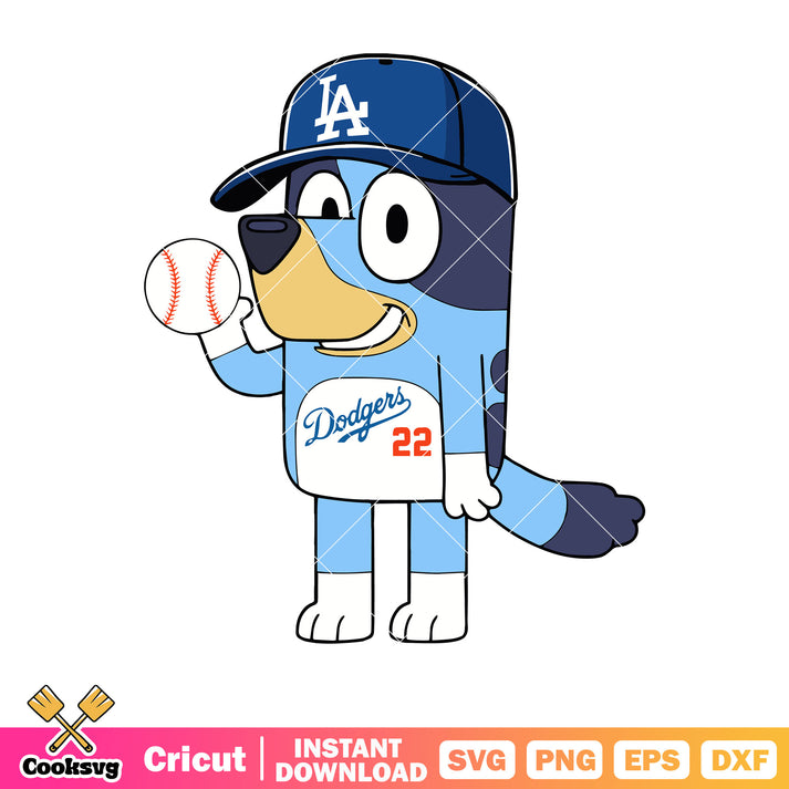 Baseball la dodgers 22 bluey cartoon svg, bluey baseball svg, bluey do ...