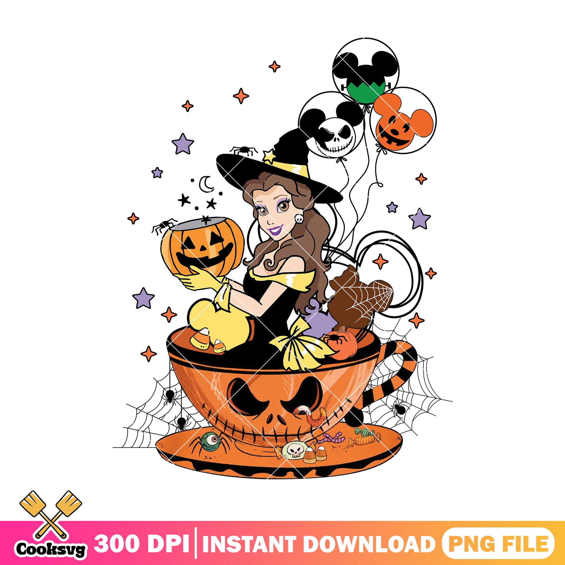 Belle the pumpkin witch png, belle disney png, scary princess png – Cooksvg