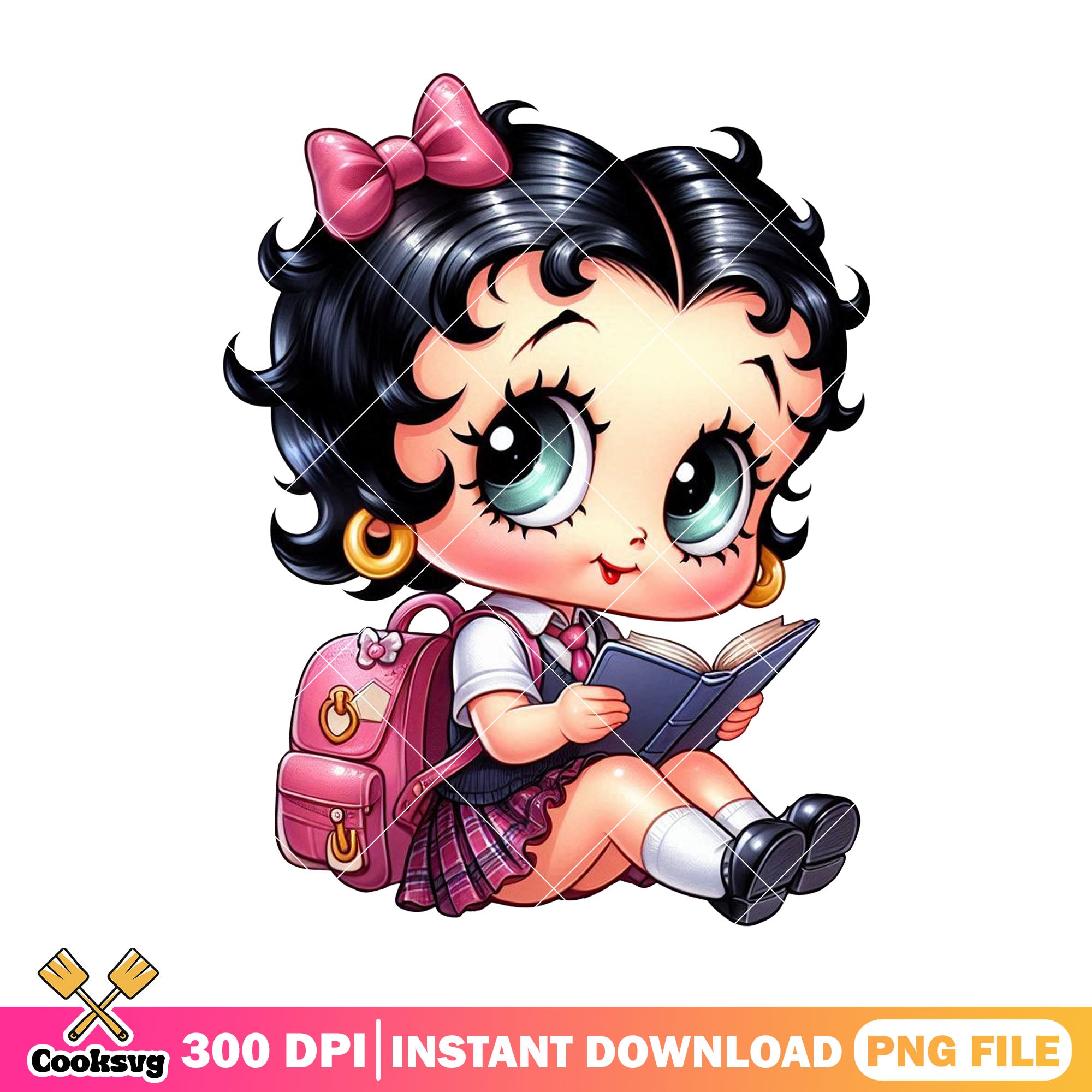 Betty boop chibi png, back to school png, betty boop sitting png – Cooksvg