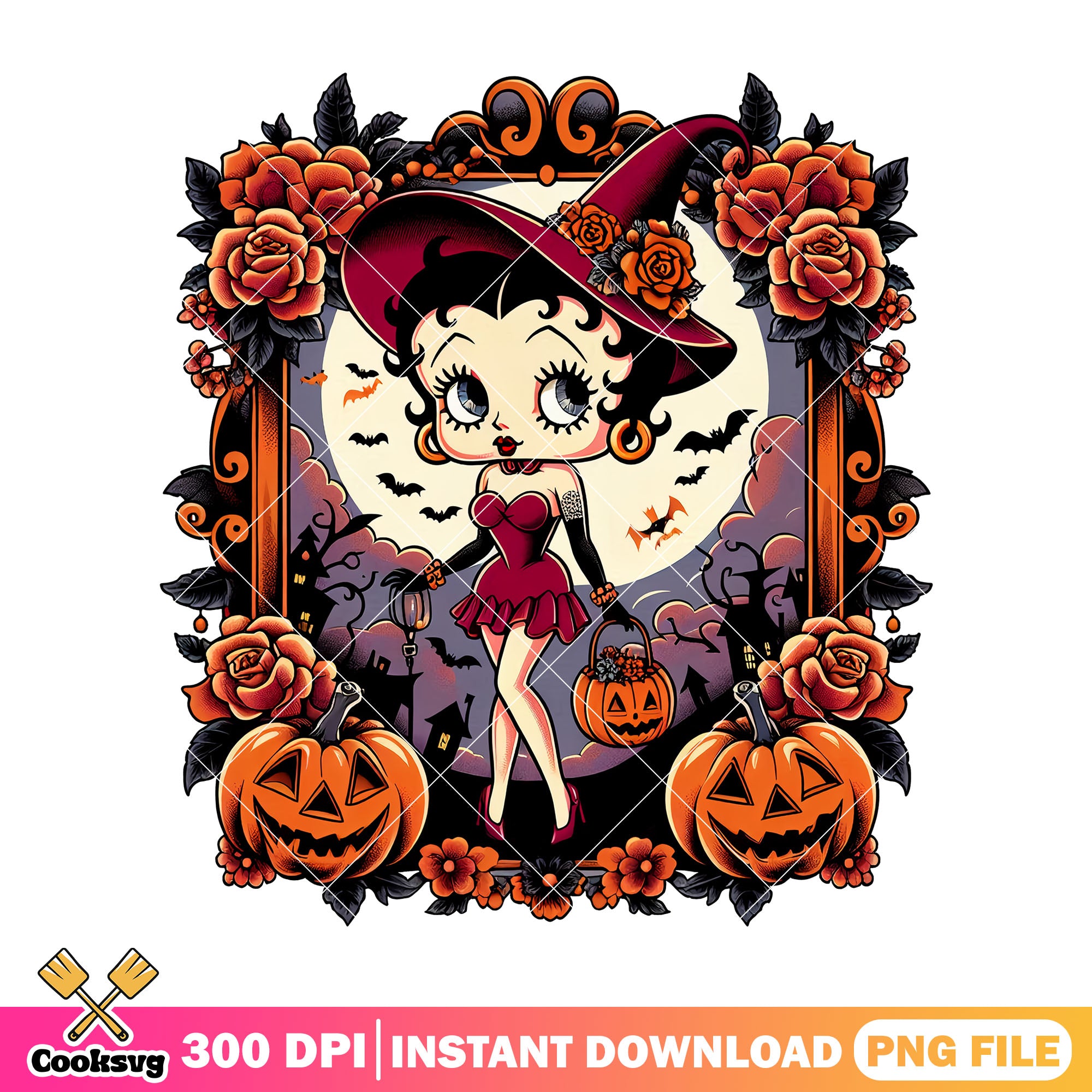 Betty boop witch halloween png, betty boop cute png, horror cartoon pn ...
