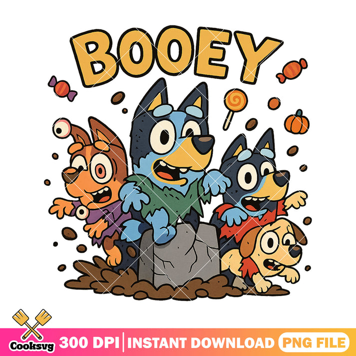 Bluey and friends zombie halloween costume png, cartoon characters png ...