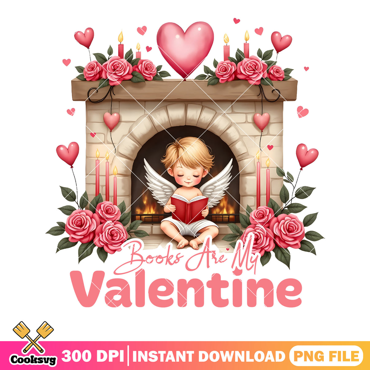 Books are my valentine png, valentine cupid png, valentine poster png ...