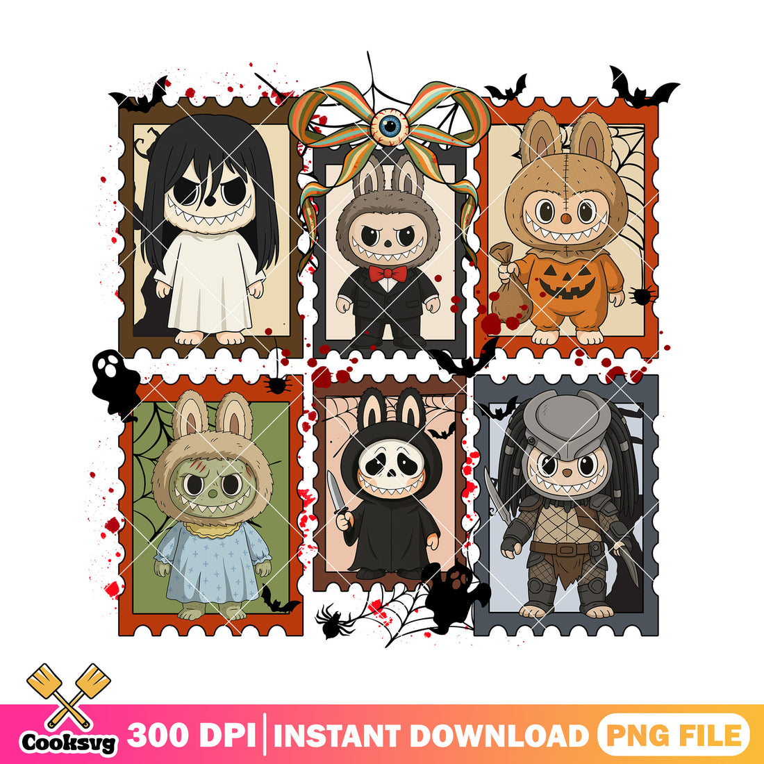 Bow labubu horror png, halloween bow png, labubu halloween png – Cooksvg