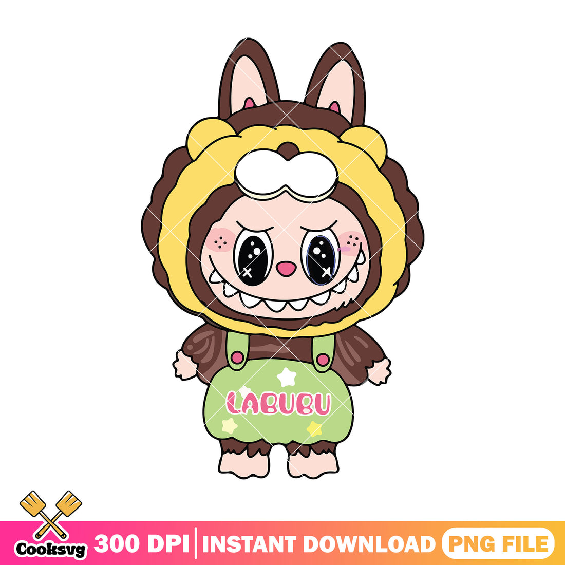 Brown labubu cosplay bear png, labubu outfit png, labubu happy png ...
