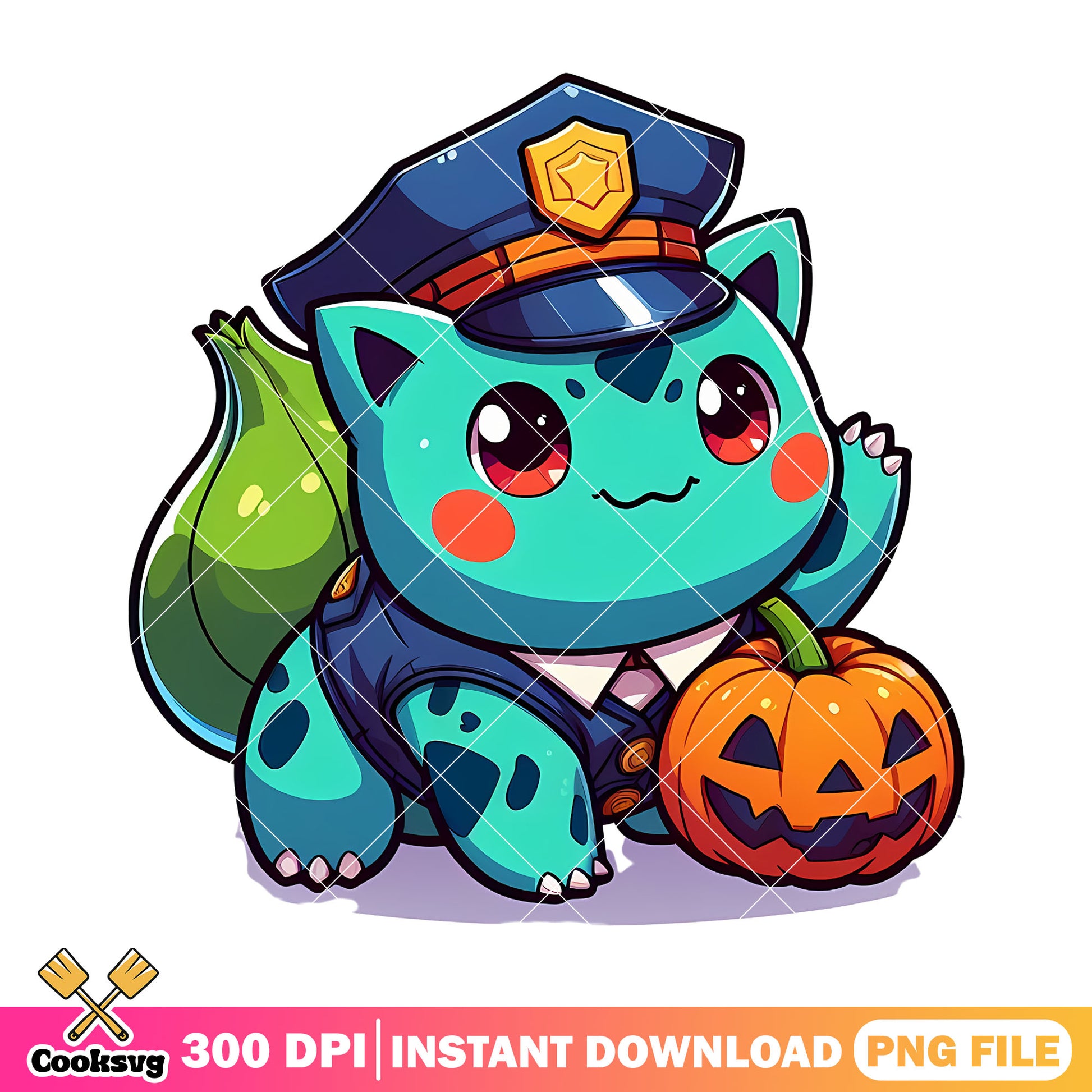 Bulbasaur cute police png, pokemon custome png, halloween png – Cooksvg