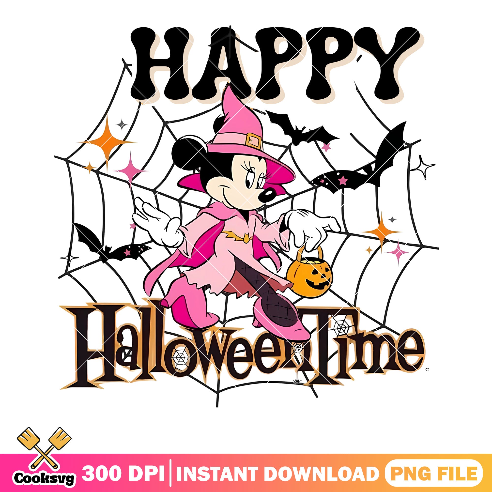 Candy hunter witch minnie png, scary bats png, wicker pumpkin png – Cooksvg
