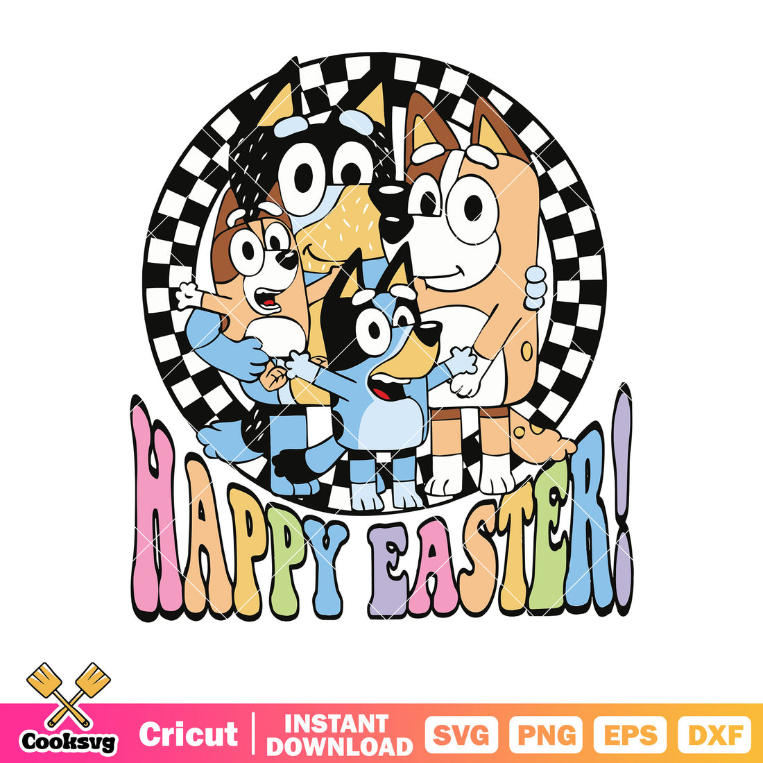 Character happy easter bluey family svg, bluey easter bunny svg, bluey ...