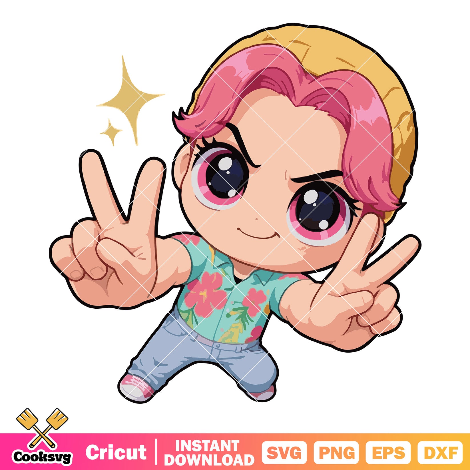 Chibi abby hi sign pose svg, kpop hunters svg, abby saja svg – Cooksvg