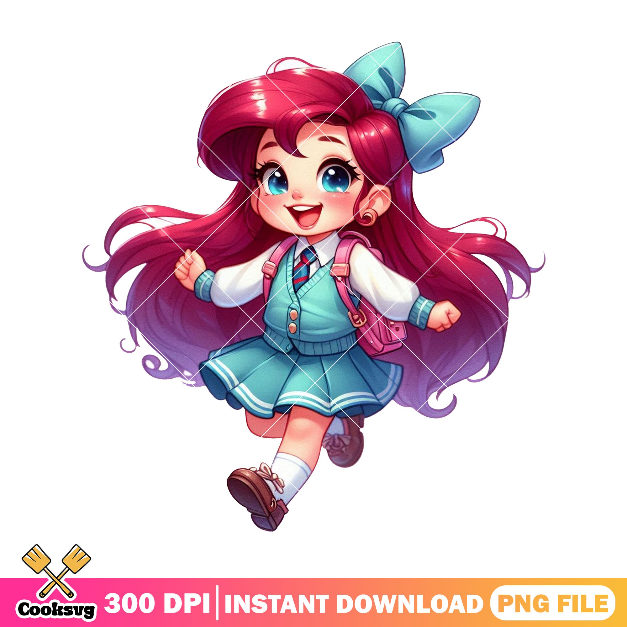 Chibi ariel design png, idea back to school png, little princess png ...