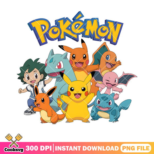 Chibi ash with his pokemon team png, pokemon team builder png, pikachu ...