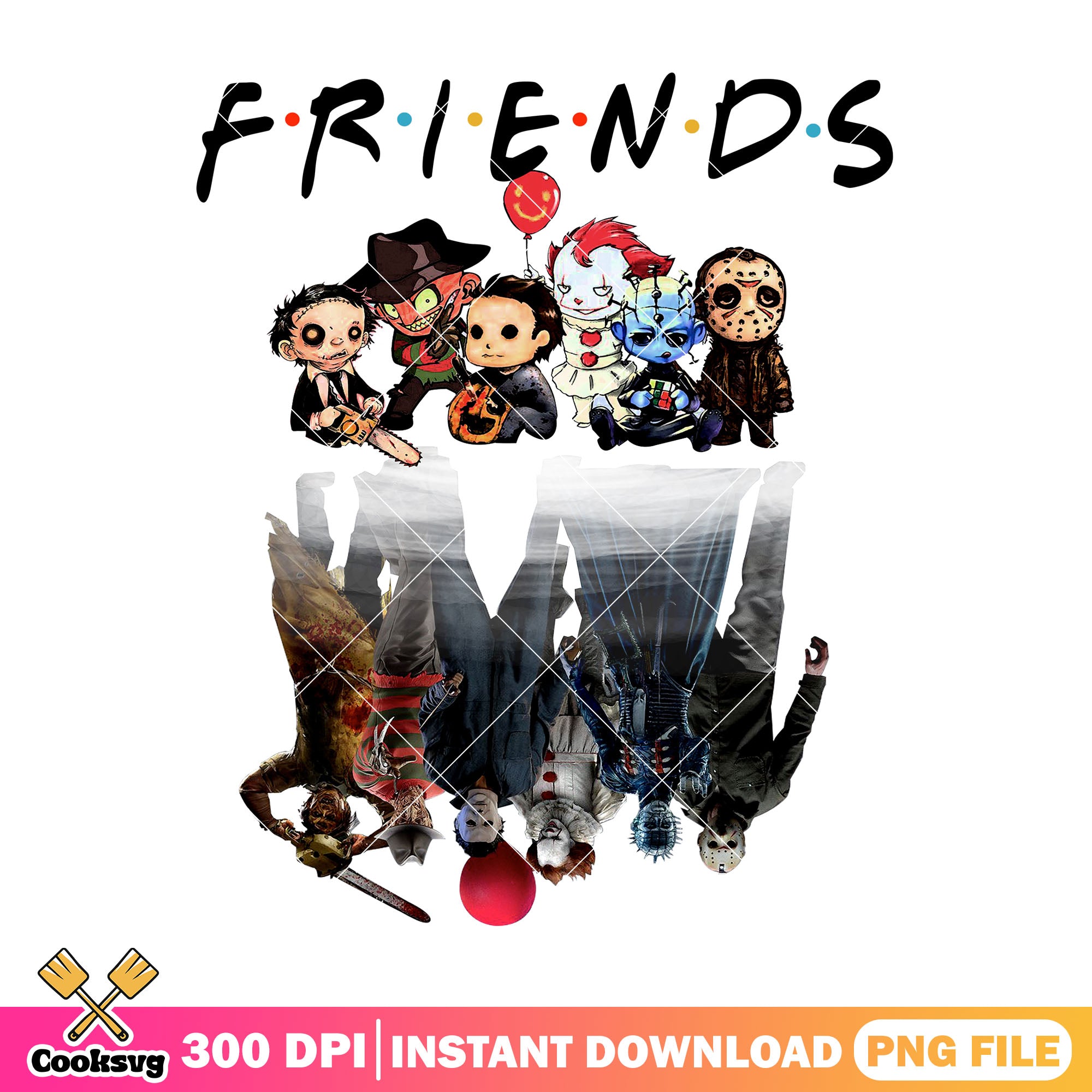 Chibi horror movie characters friends design png, best horror movie pn ...