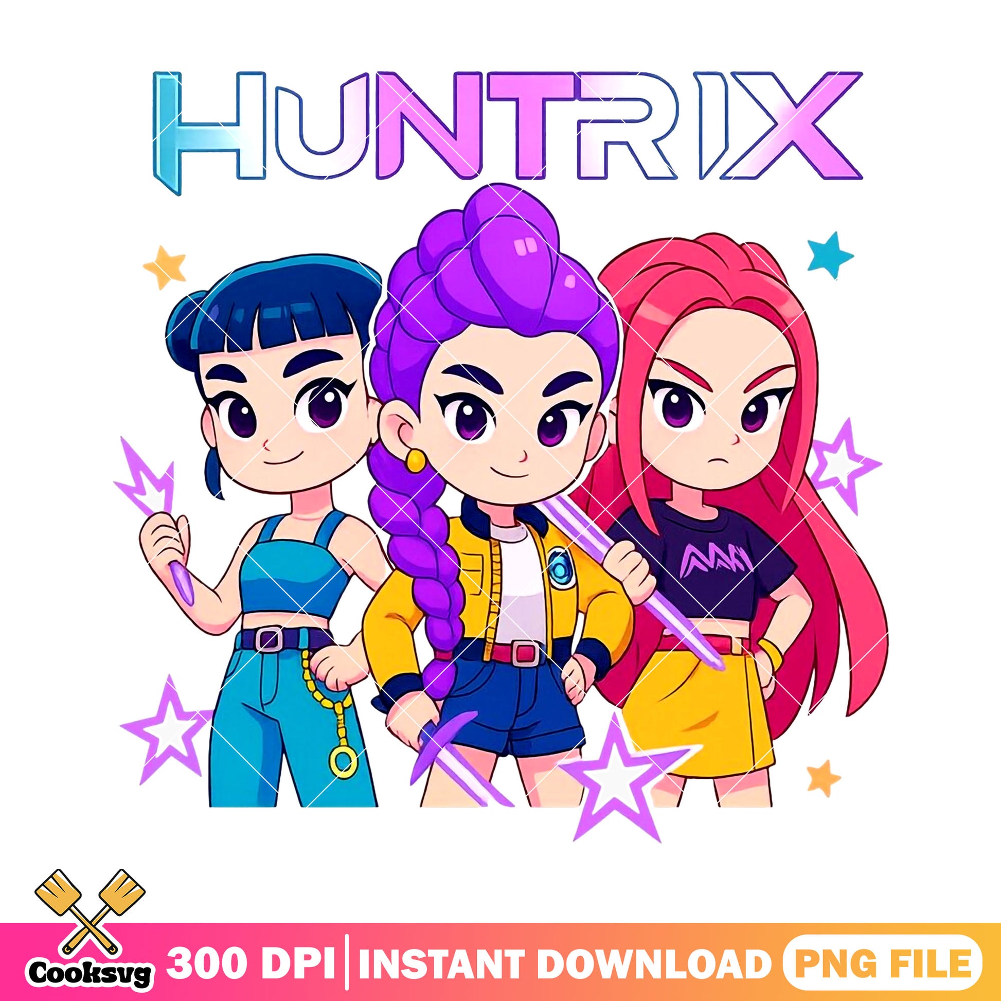 Chibi huntrix team png, huntrix netflix png, kpop huntrix png – Cooksvg