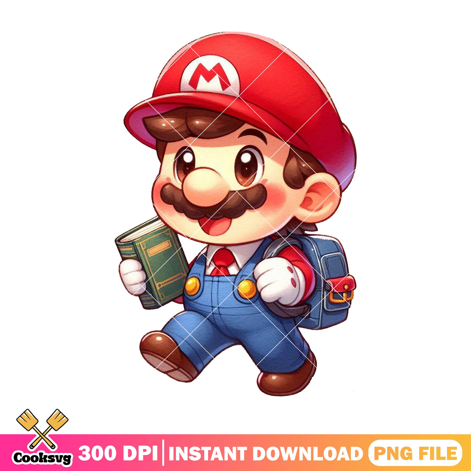 Chibi mario blue bag png, back to school student png, mario art png ...