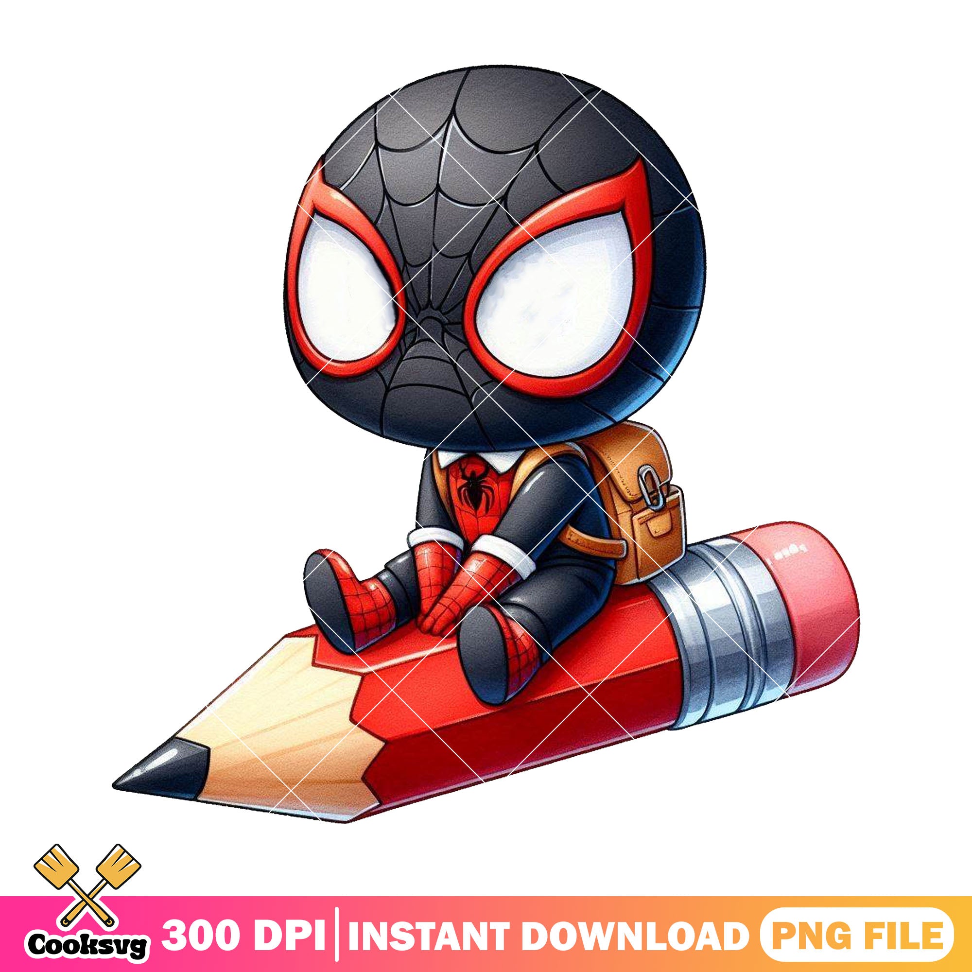 Chibi miles morales design png, go back to school png, spiderman png ...