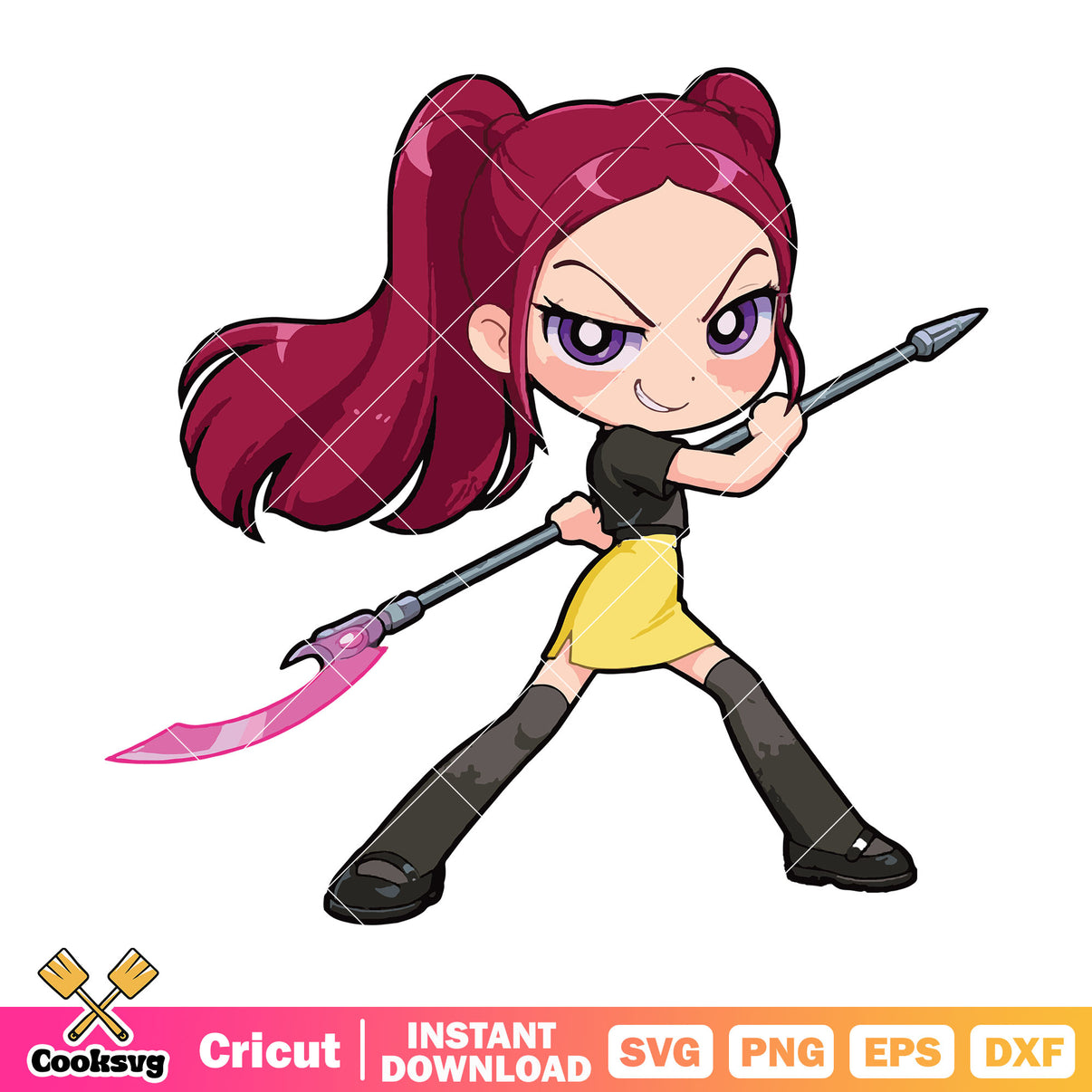 Chibi mira fighting svg, huntrix girl svg, mira kpop svg – Cooksvg
