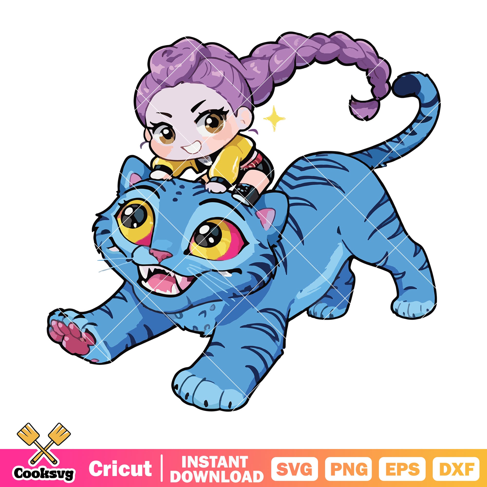 Chibi rumi ride derpy svg, rumi huntrix svg, derpy tiger svg – Cooksvg