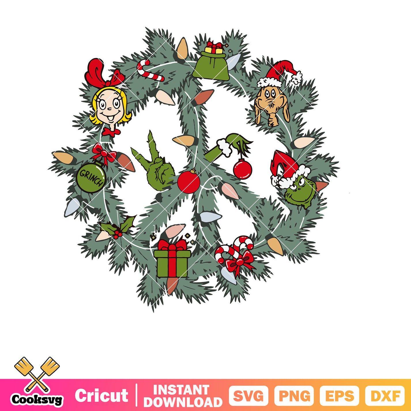 Christmas Wreath Grinch Friends svg, christmas wreath svg, the grinch ...