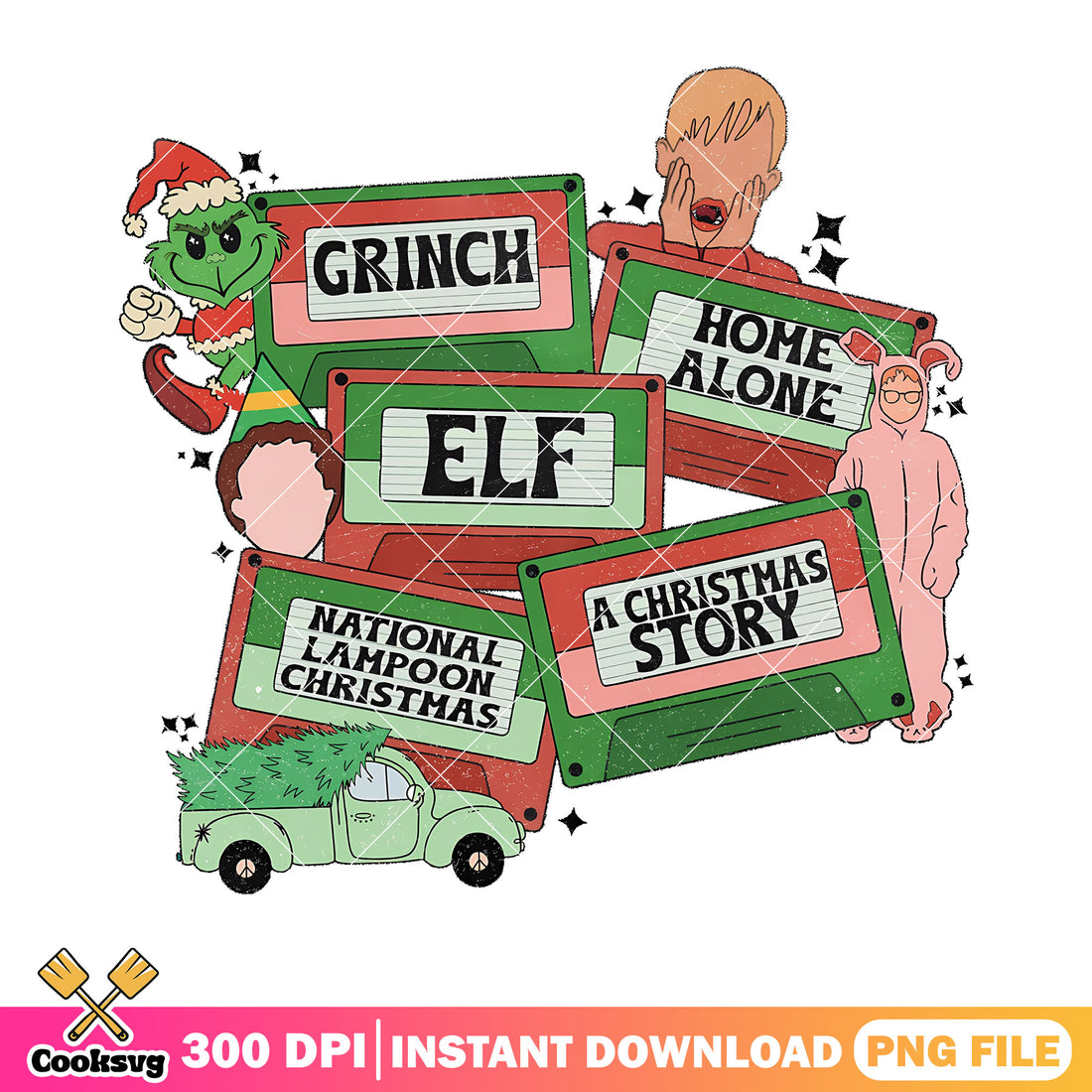 Christmas movie cassettes png, christmas story png, elf truck png – Cooksvg