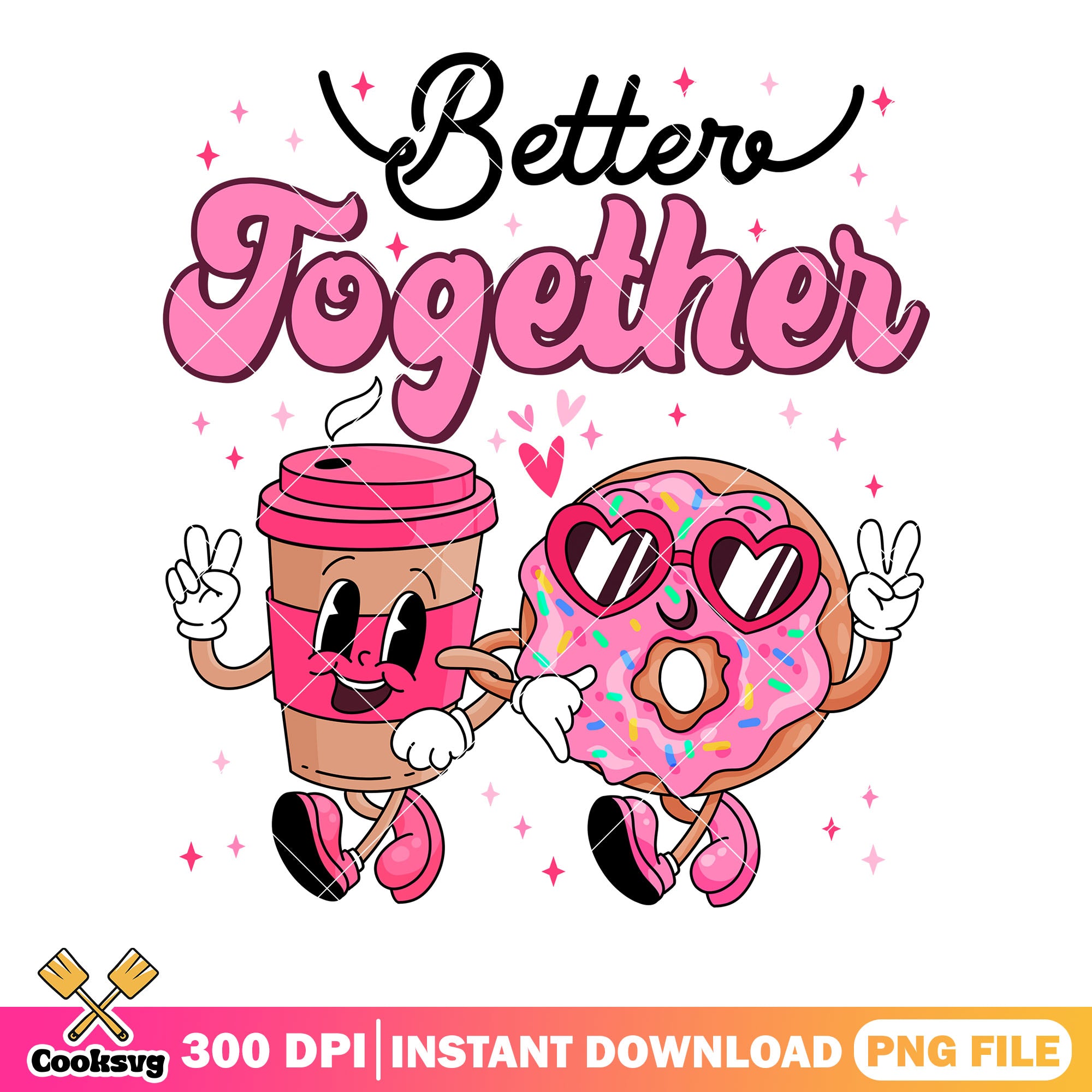 Coffee and donuts valentines png, valentines vibes png, couple day png ...