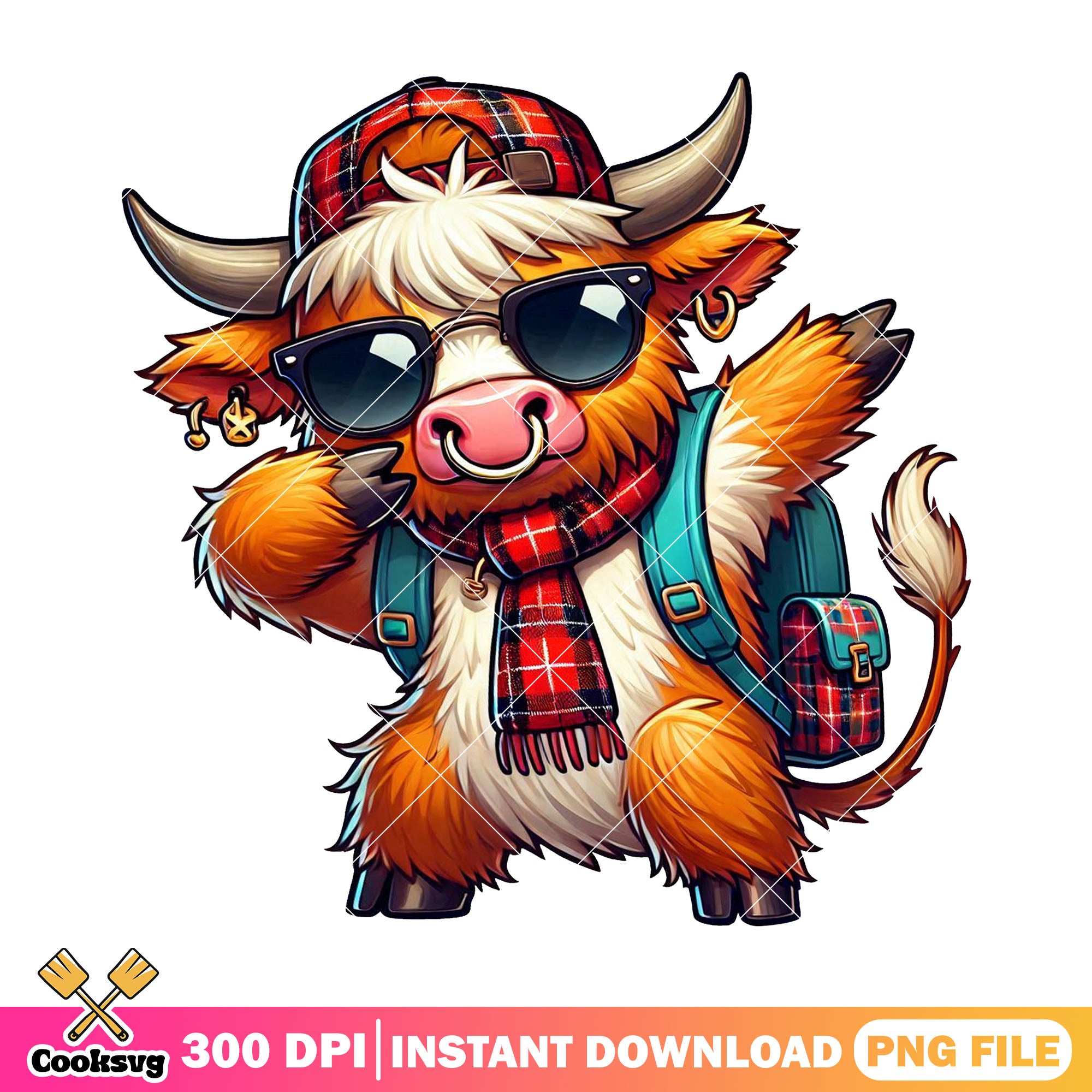 Cow chibi sunglasses png, when is back to school png, cute animal png ...
