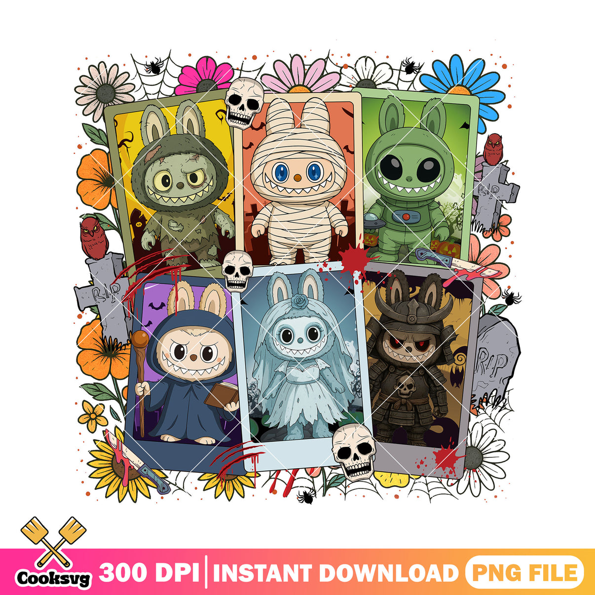 Creepy labubu monsters cards png, labubu dolls png, horror labubu png ...