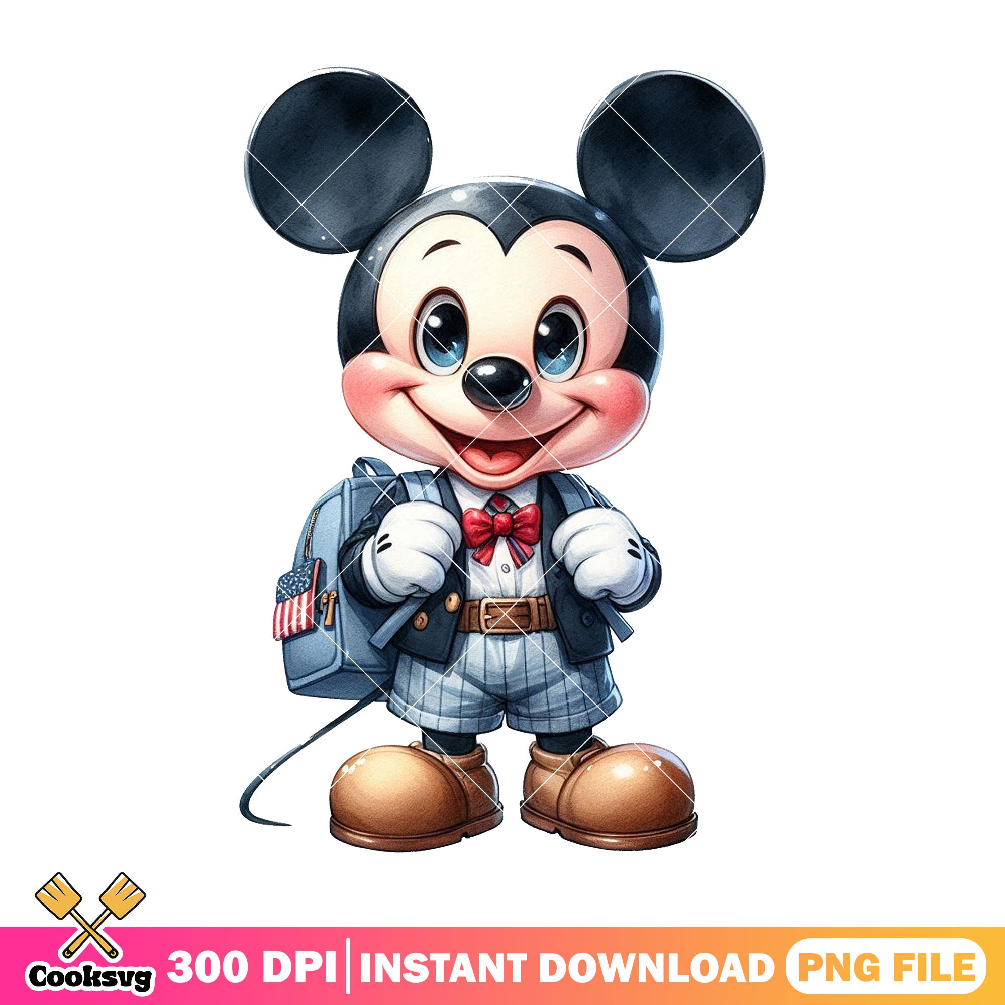 Cute mickey going school png, cute mouse png, back to school decor png ...
