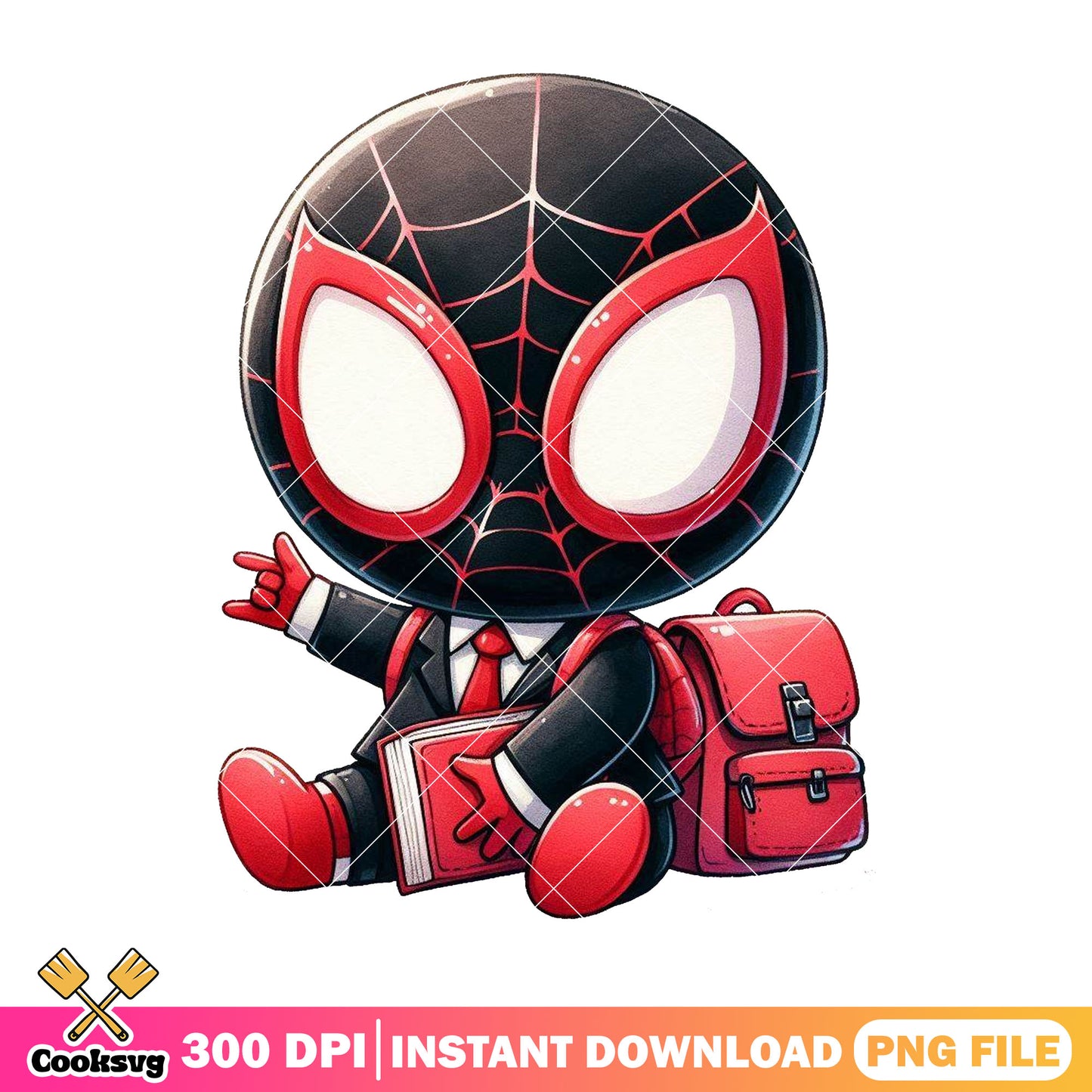 Cute miles morales png, back to school art png, spiderman sitting png ...