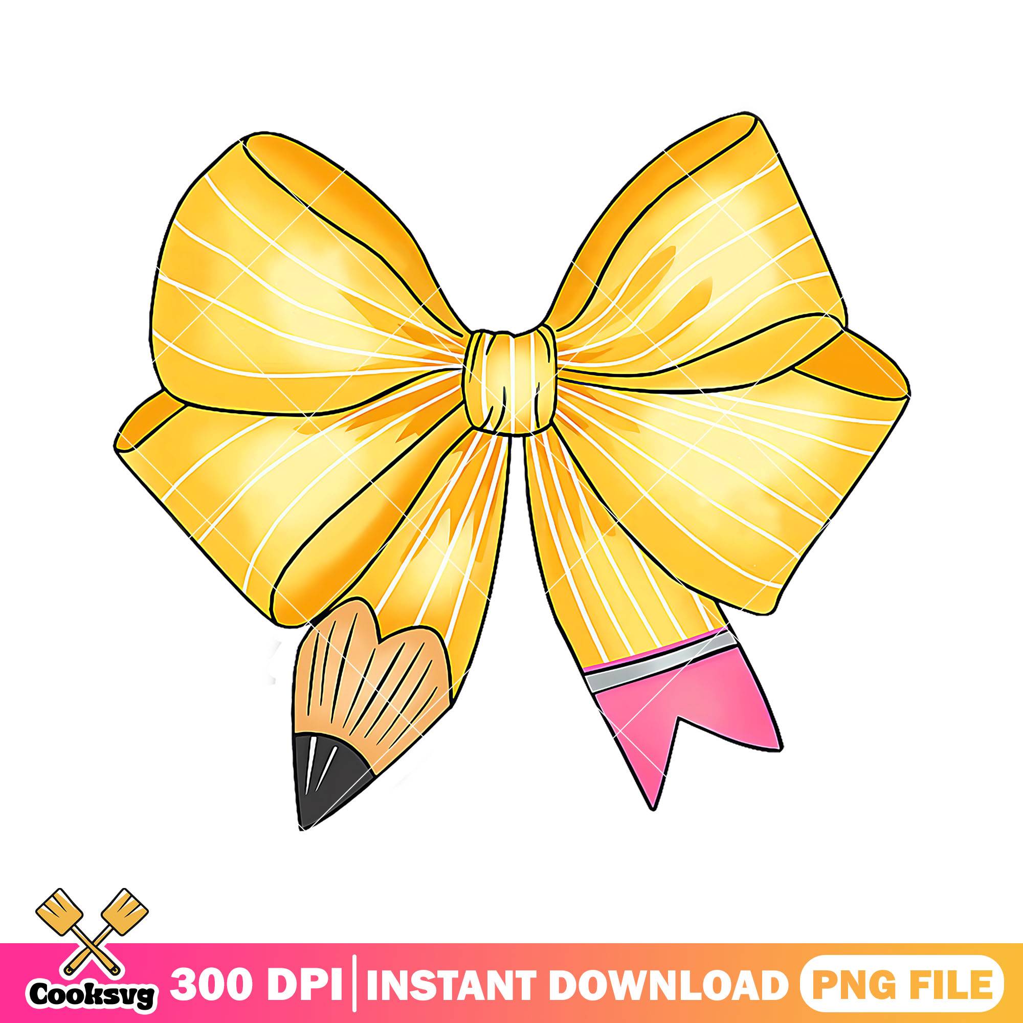 Cute yellow bow png, back to school decor png, bow design png – Cooksvg
