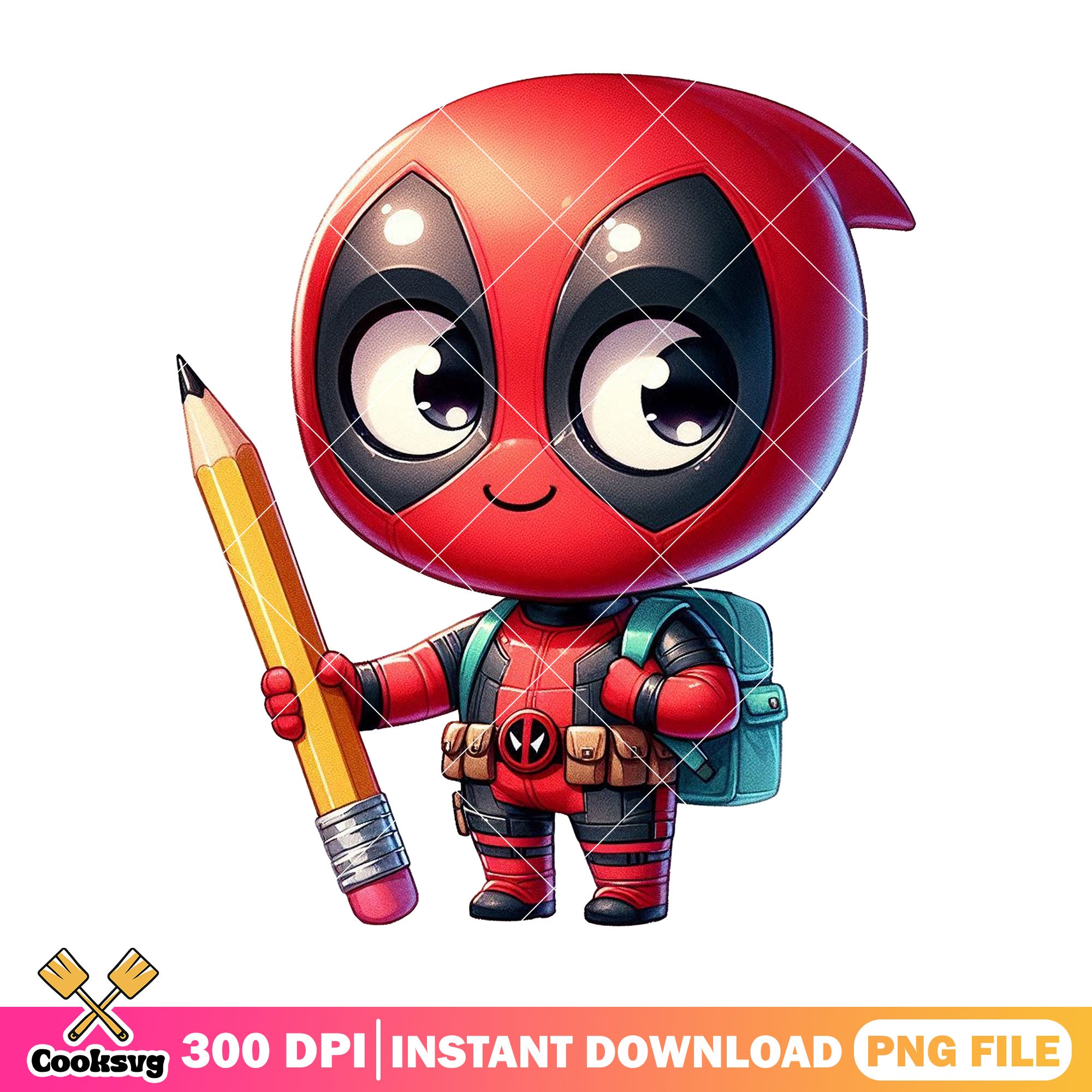 Deadpool with big pencil png, marvel cartoon png, back to school day p ...