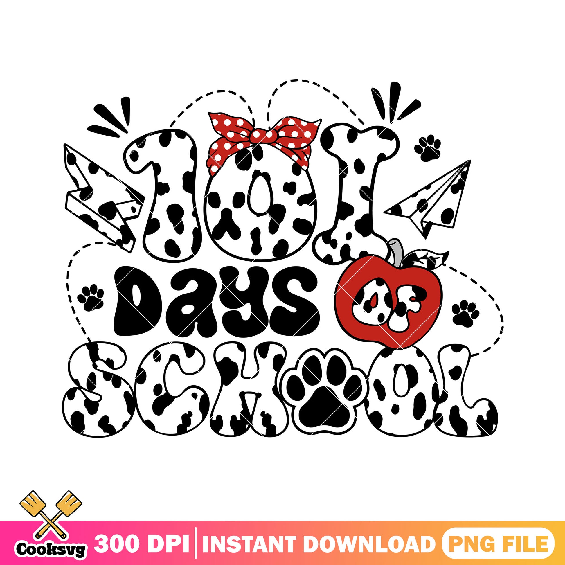 Design 101 days of school png, back to school png, dalmatians art png ...