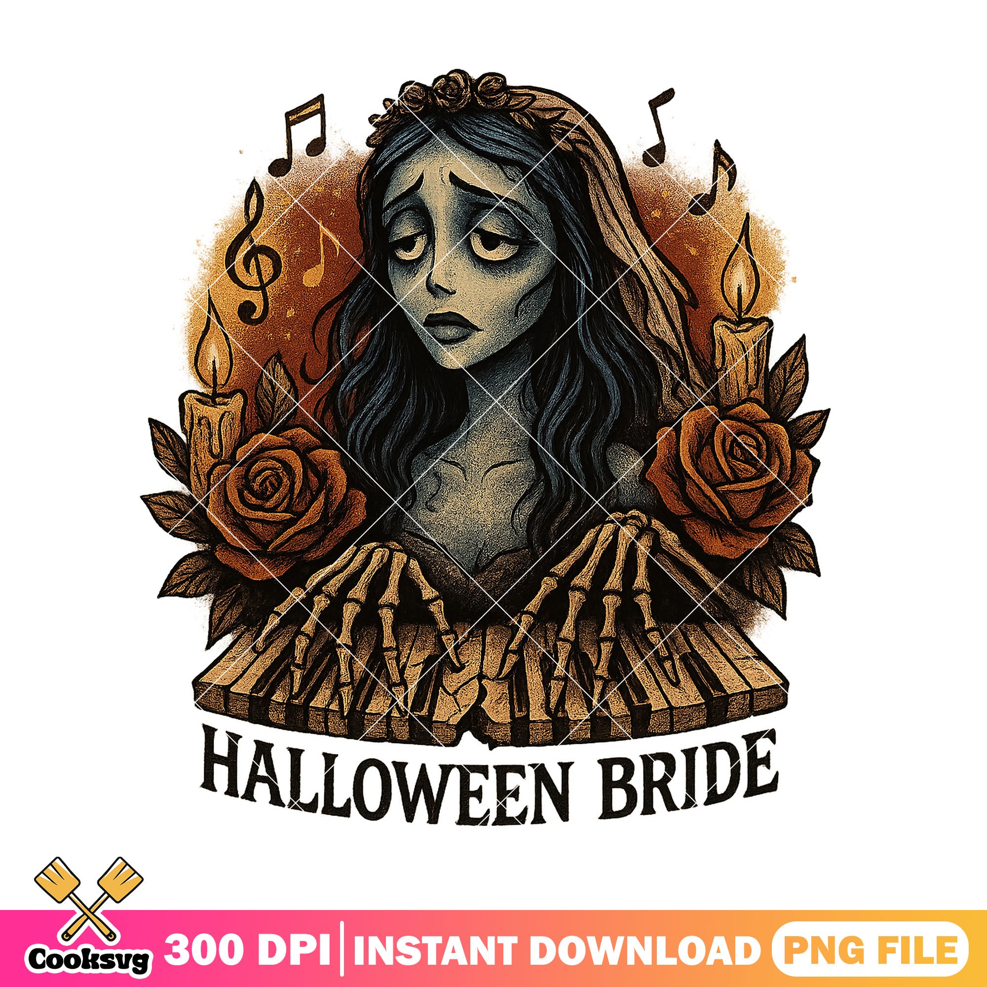 Design creepy bride skeleton png, halloween design png, bride art png ...