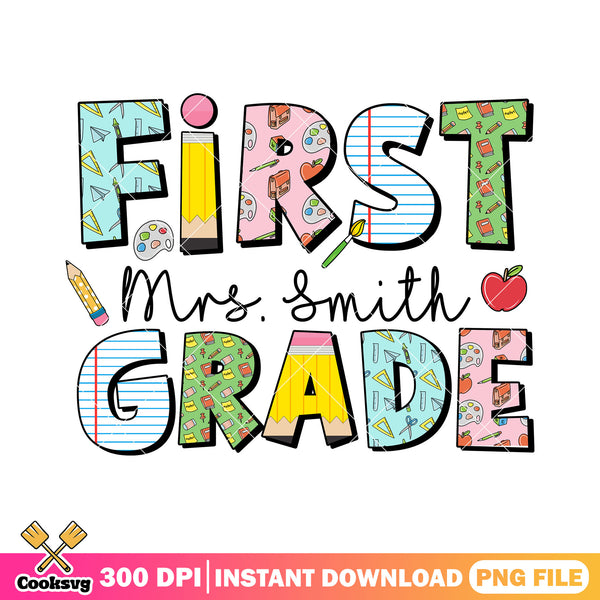 Design first grade png, first grade font png, back to school png – Cooksvg