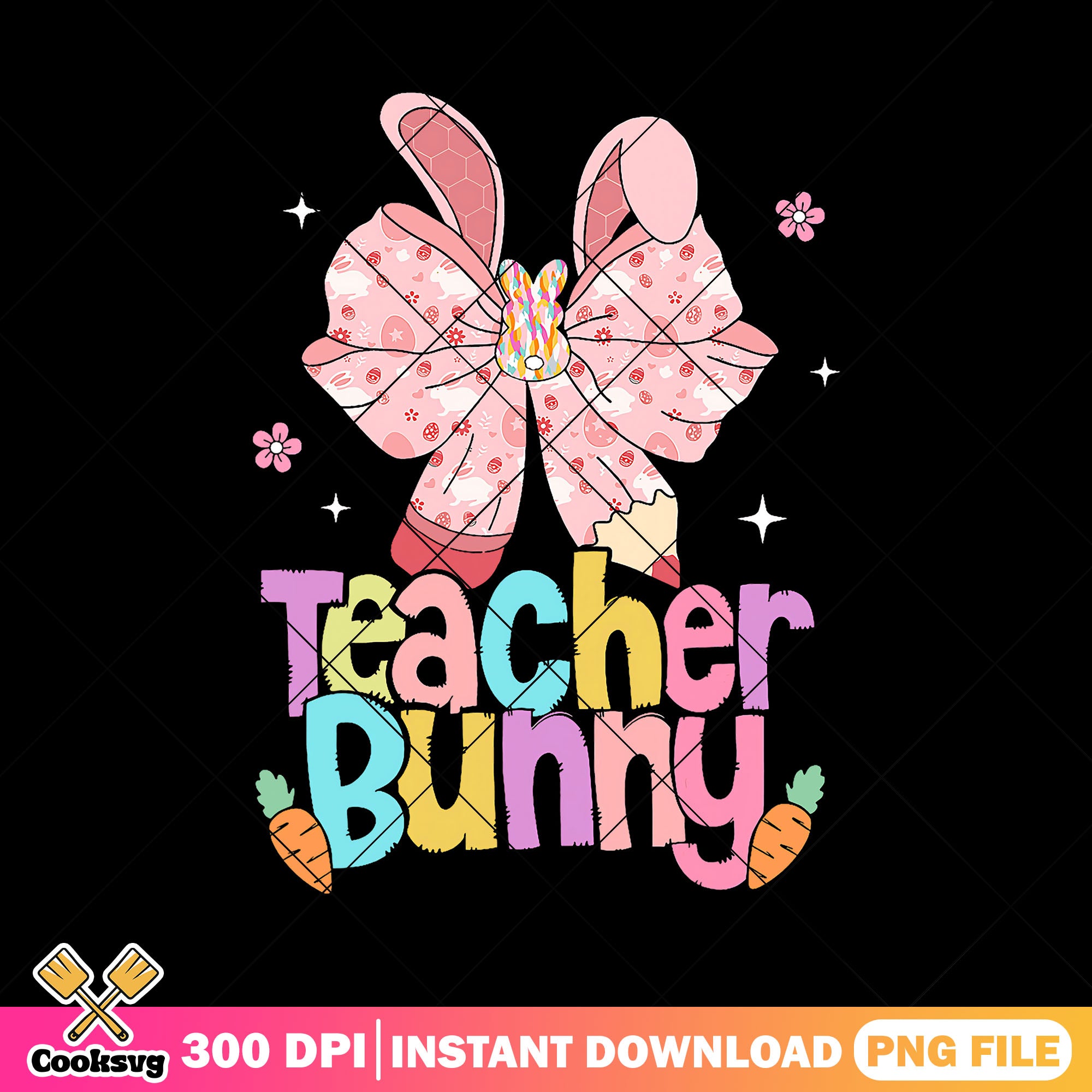 Design teacher bunny png, bow pink png, back to school font png – Cooksvg