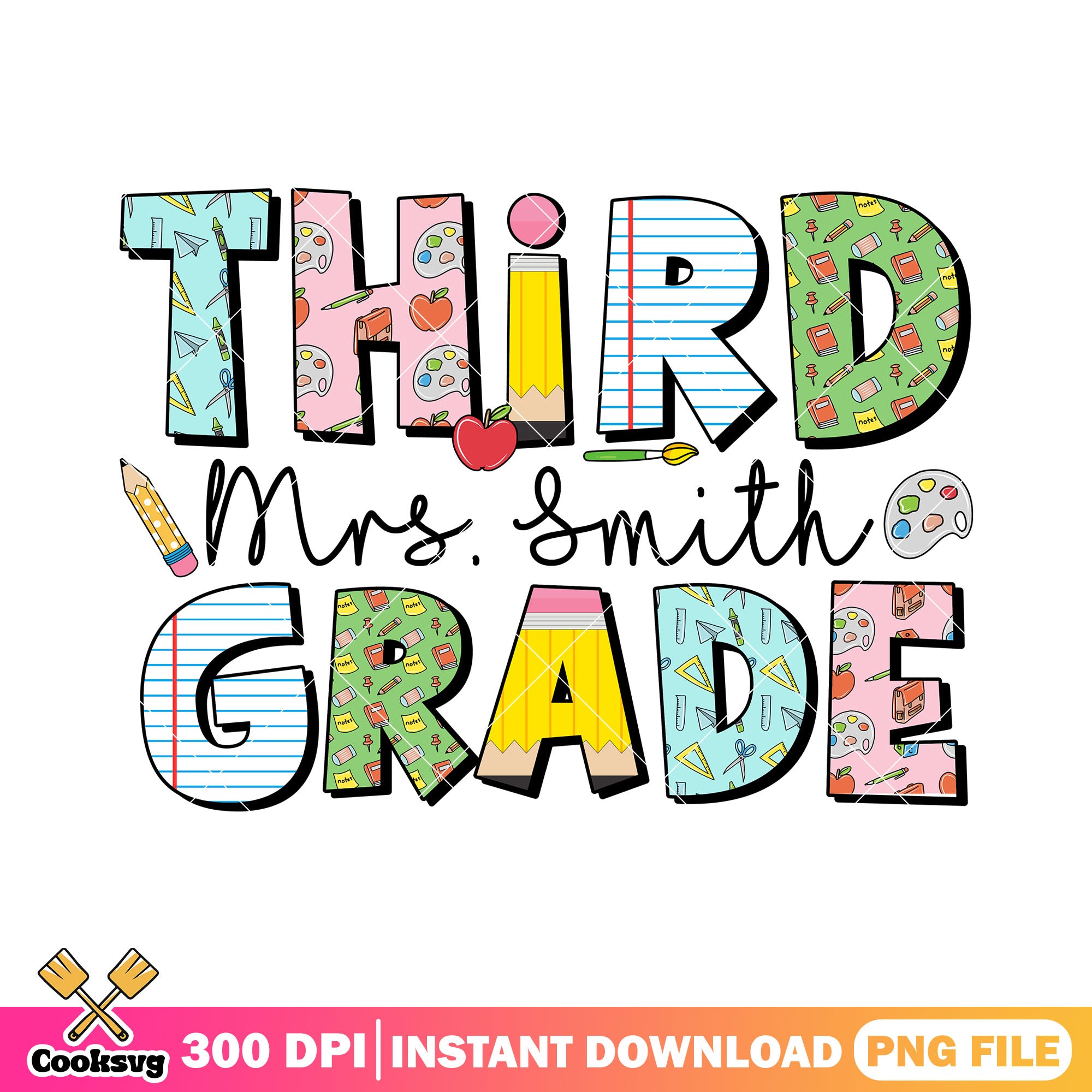 Design third grade png, happy back to school png, third grade png – Cooksvg
